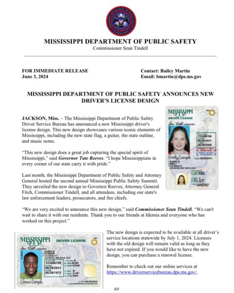 New Mississippi Drivers License Format Released on June 2024